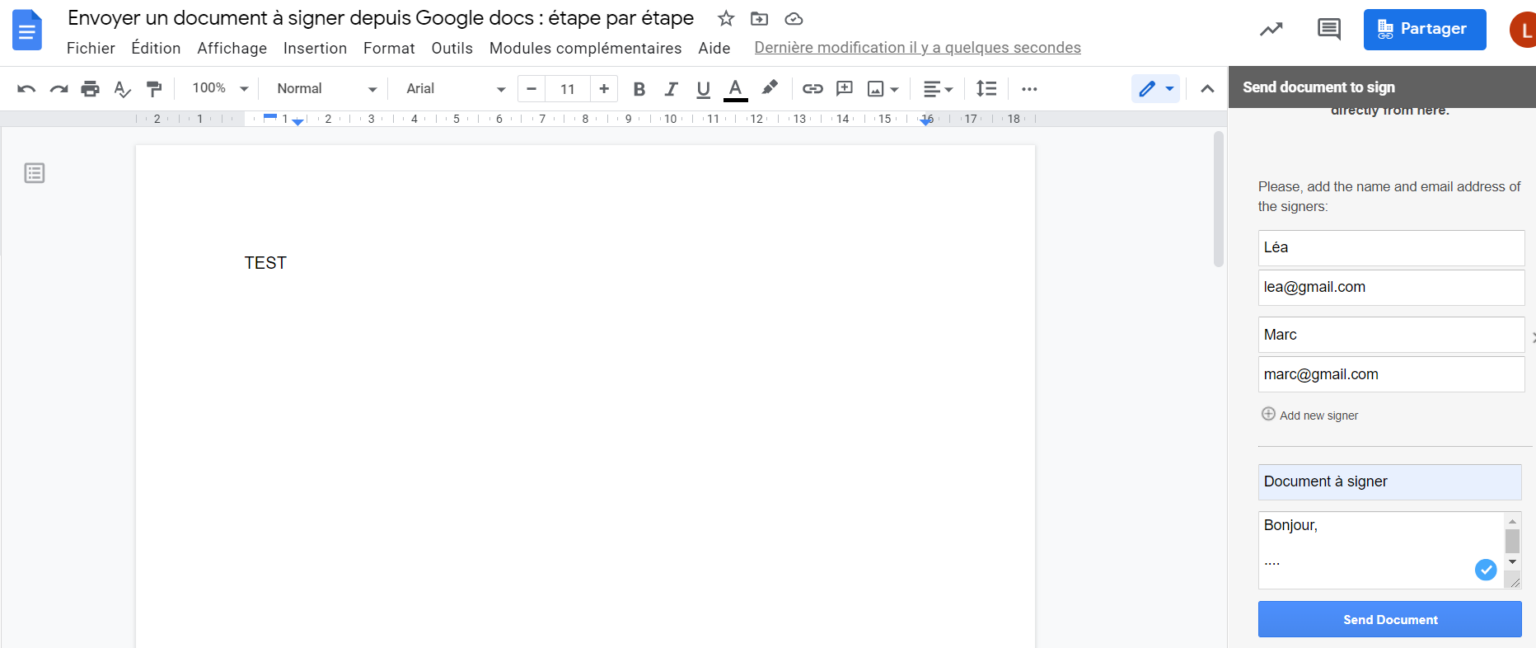 Signature électronique dans Google Docs | Signaturit
